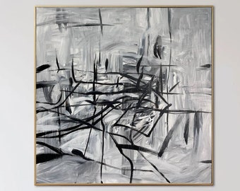 Large Abstract Art Abstract Art Grey Art Gray Wall Art - Etsy UK