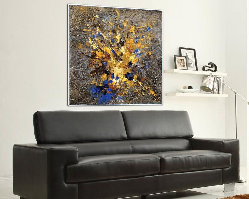 Gold Contemporary Art Large 60x60 Abstract Painting Fine - Etsy