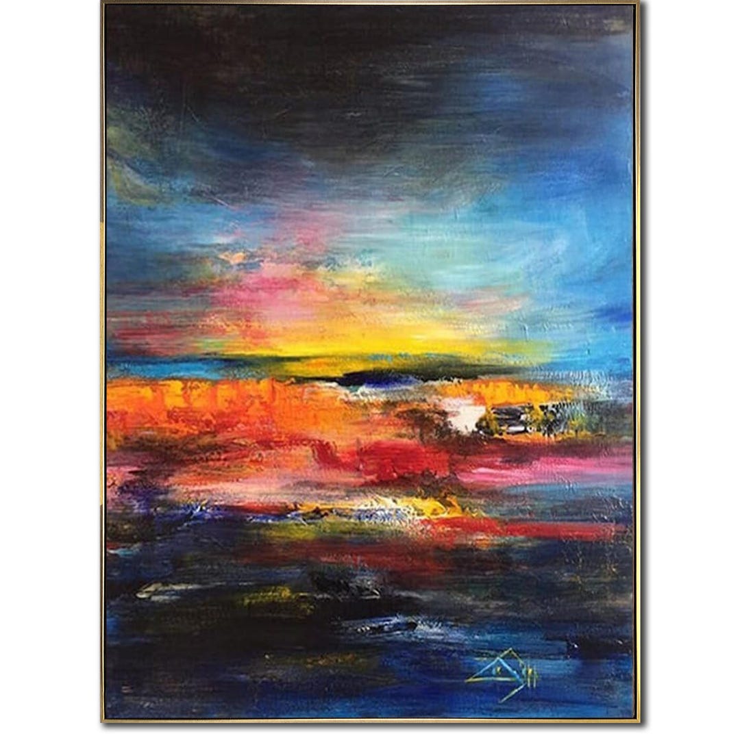Abstract Painting Colorful Painting Sunset Painting Canvas Blue ...