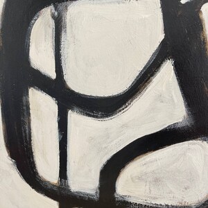 Abstract Black and White Square With Rounded Edges Paintings on Canvas ...