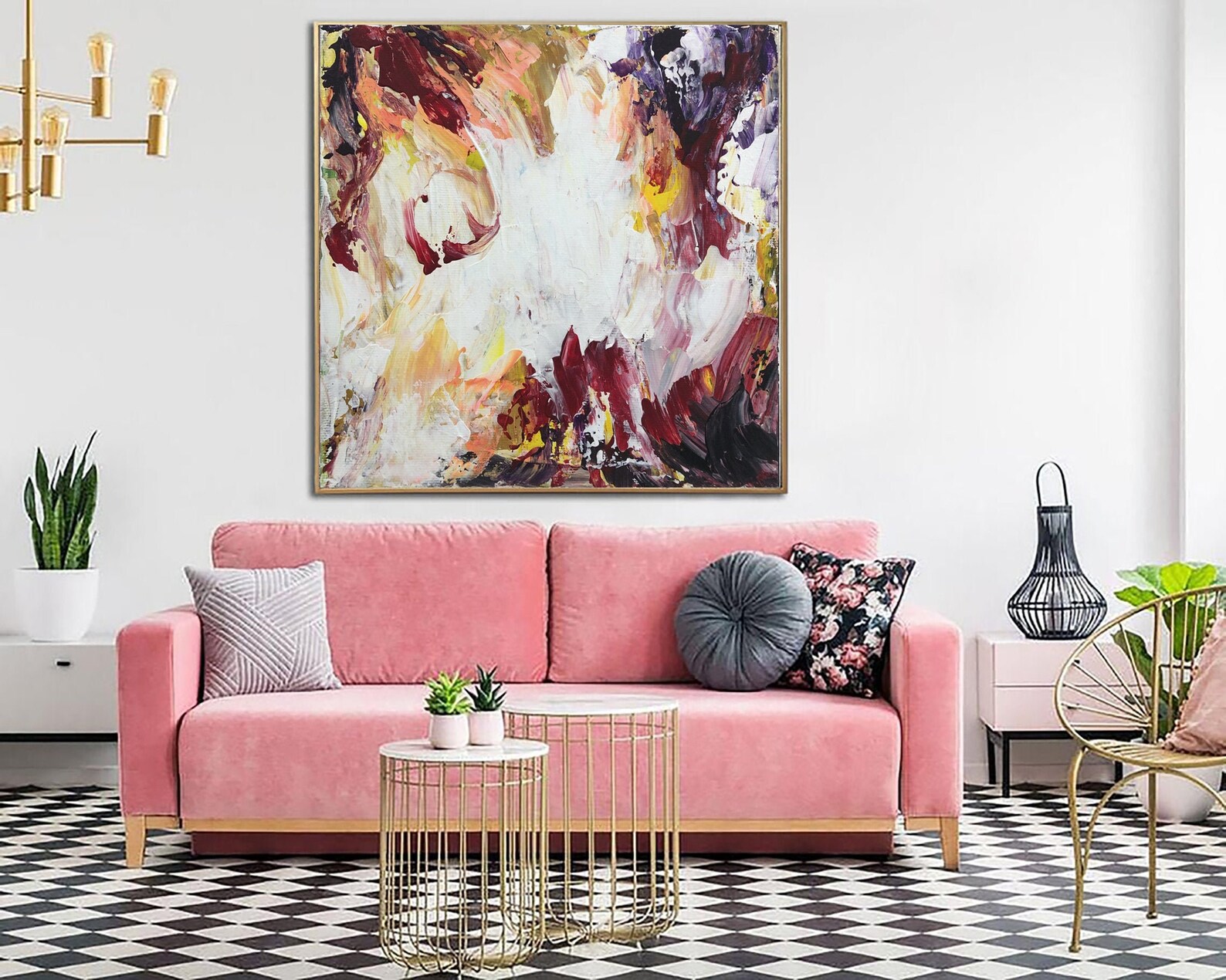 Extra Large Abstract White and Red Paintings on Canvas - Etsy