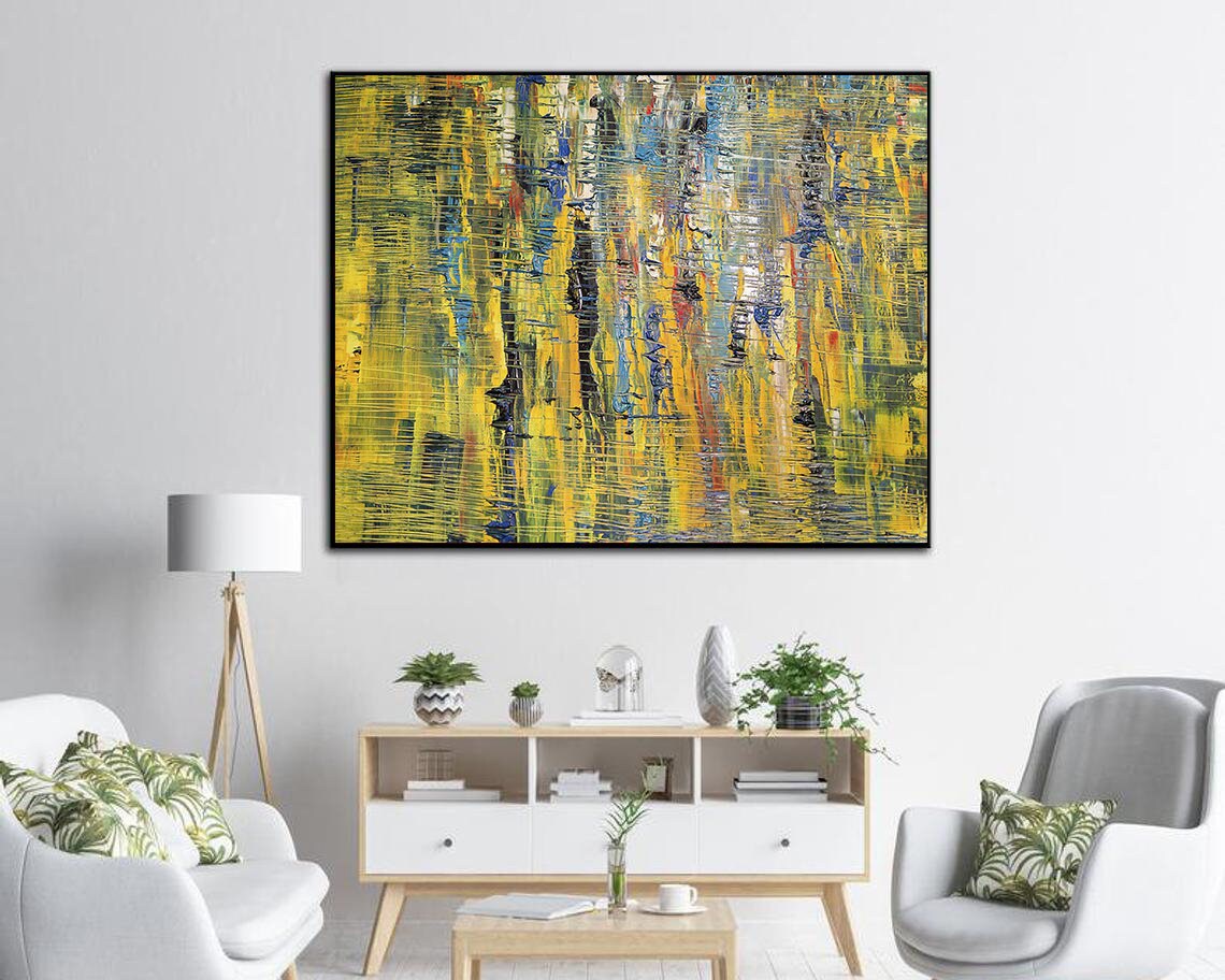 Large Original Abstract Painting Yellow Painting Green | Etsy
