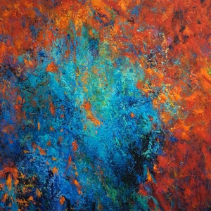Large Abstract Painting: Blue and Red Canvas Wall Art - Etsy