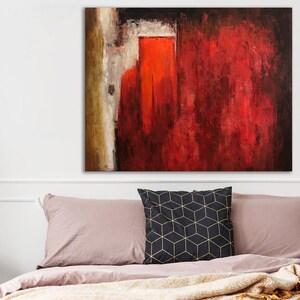 Modern Red Painting Canvas Abstract Impressionism Art Red Wall Art ...