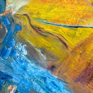 Abstract Colorful Painting Canvas Blue Yellow Wall Art Modern Oil ...