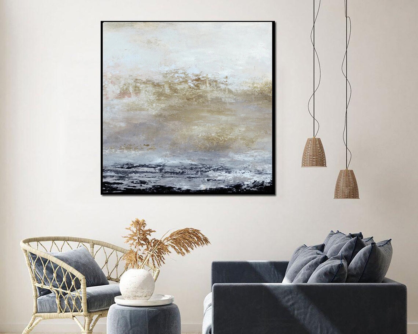 Large Abstract Seascape Painting Canvas Acrylic Impressionist | Etsy