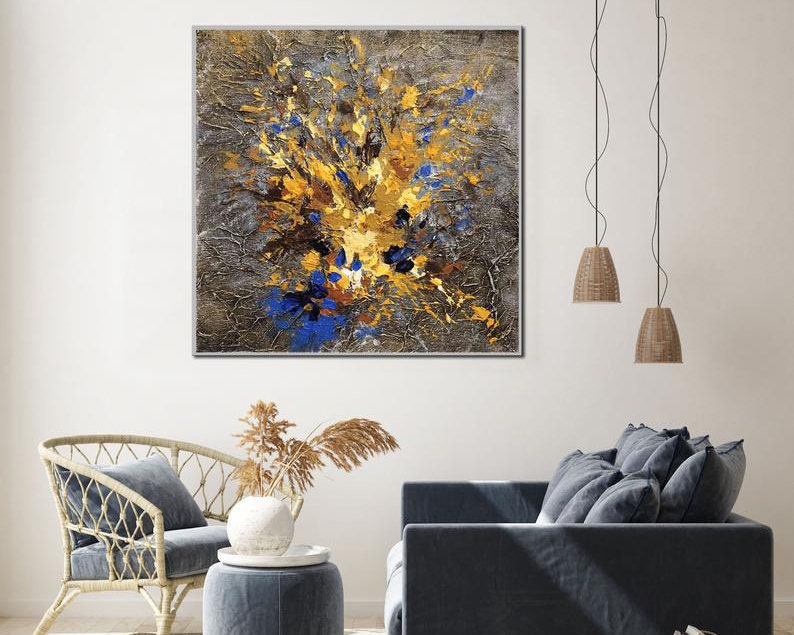 Gold Contemporary Art Large 60x60 Abstract Painting Fine - Etsy