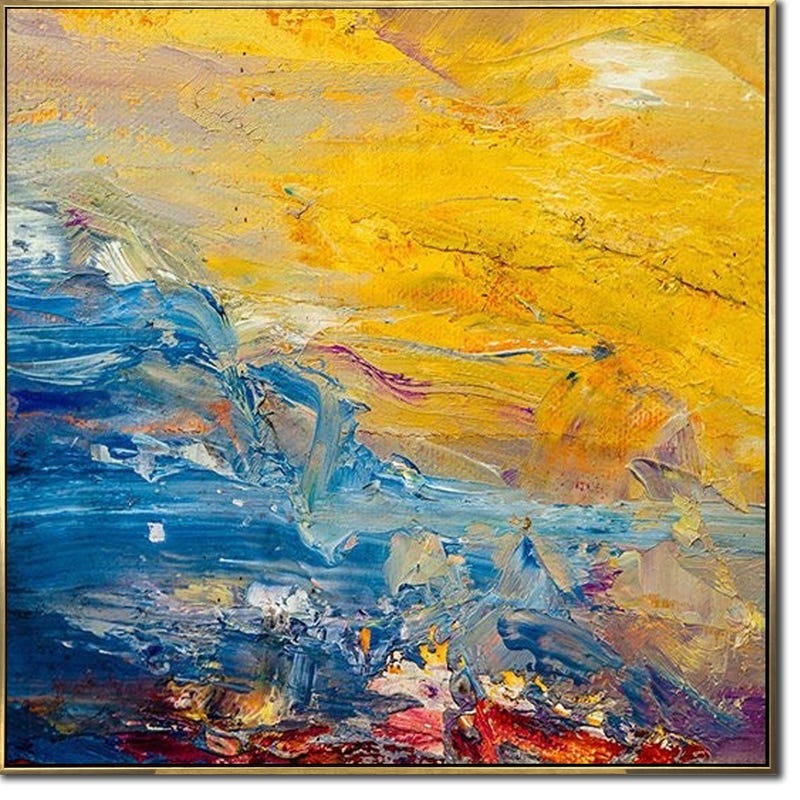 Yellow Abstract Art - Etsy