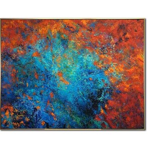 Large Abstract Painting: Blue and Red Canvas Wall Art - Etsy