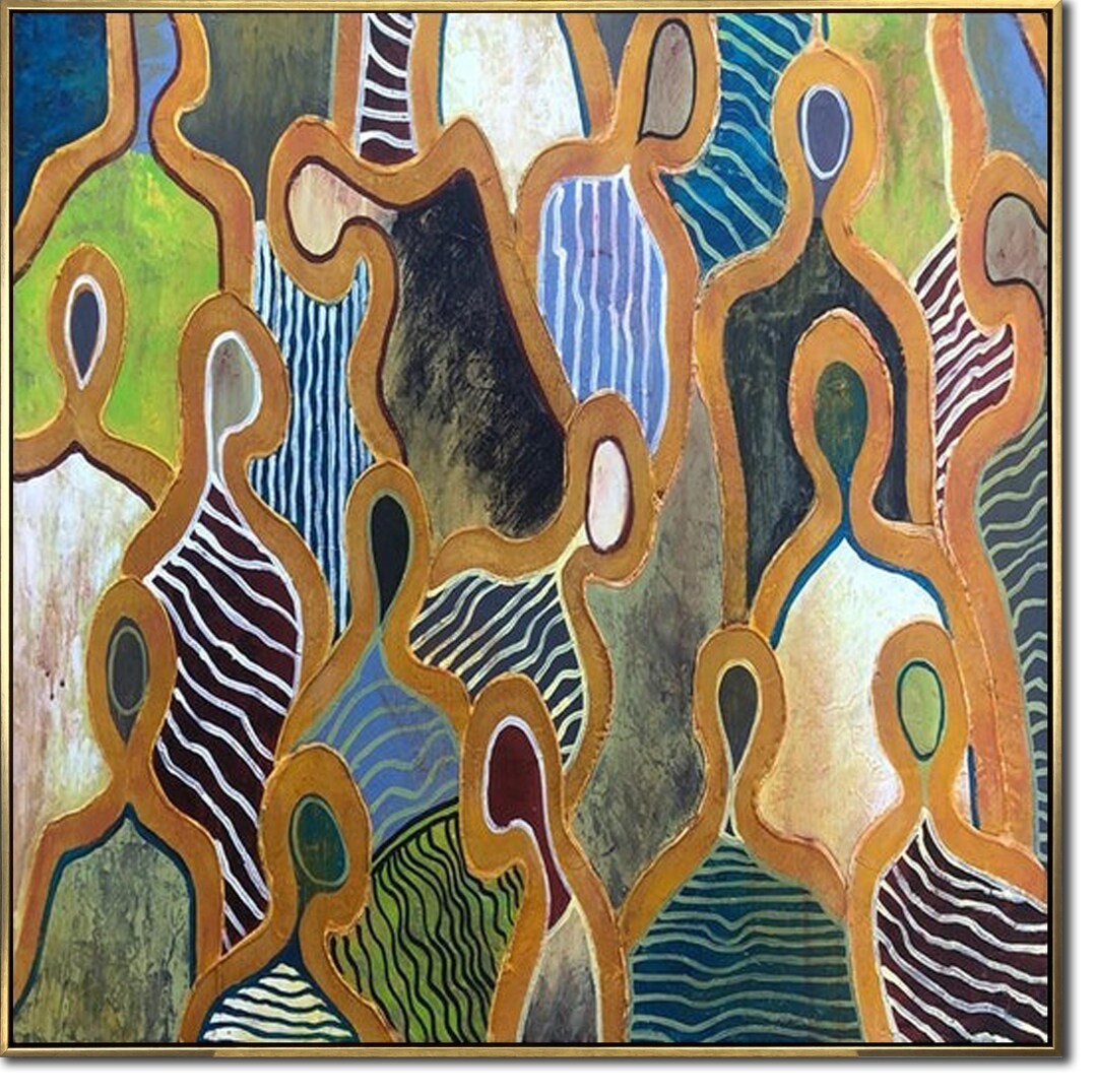Human Abstract Painting Human Fine Art Large Canvas Framed Colorful ...