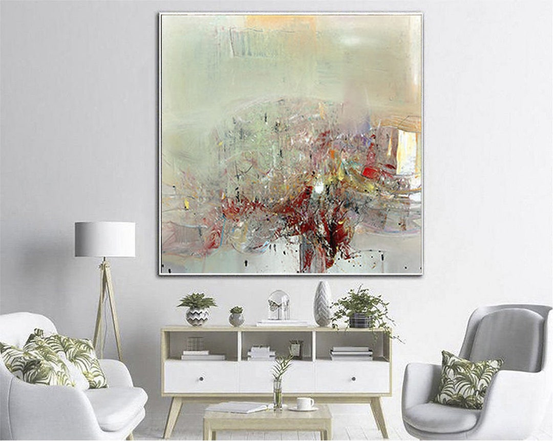 Large Green Abstract Oil Painting Framed Canvas Art Original Modern ...