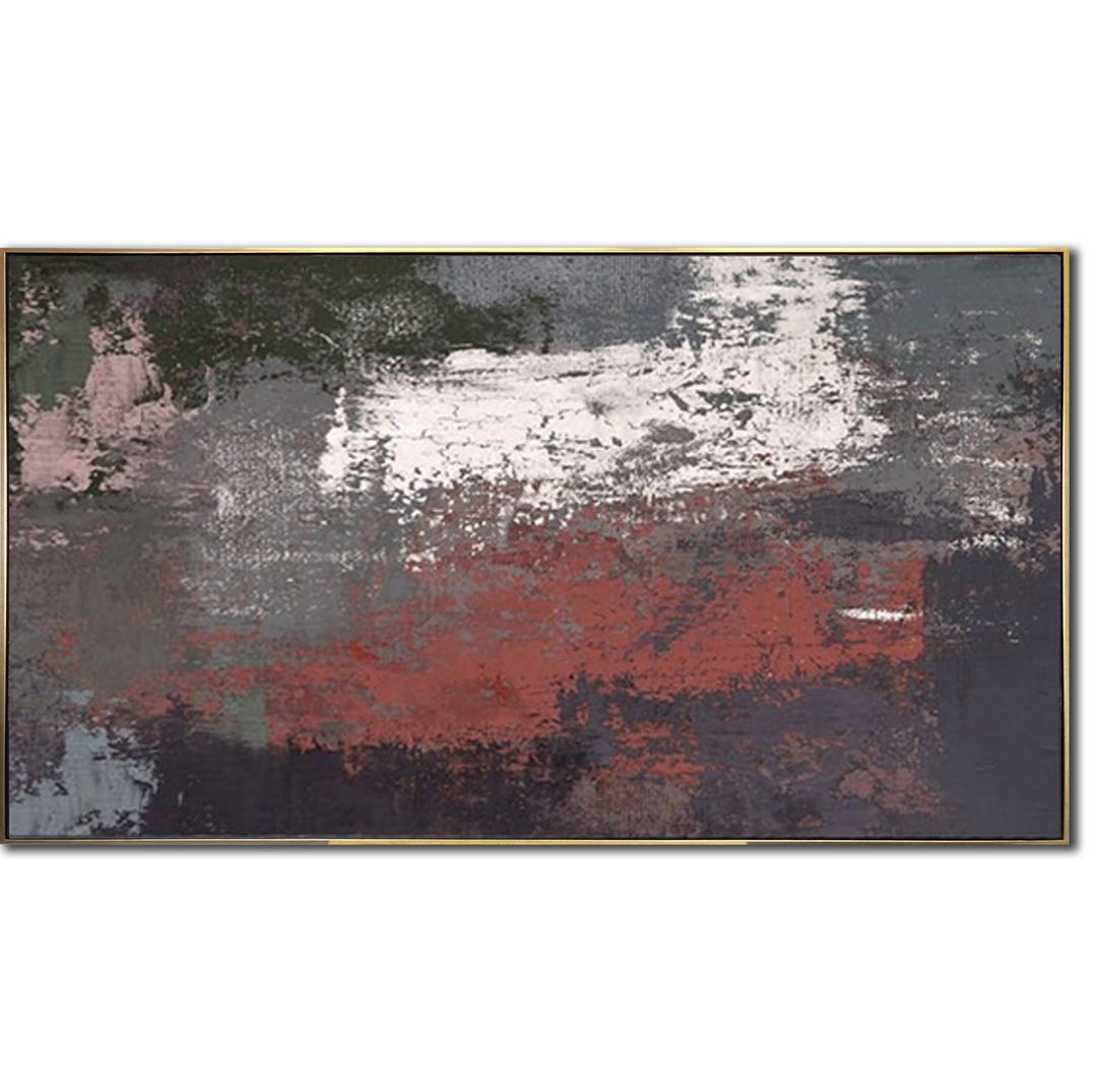 Modern Abstract Textured Painting Earthy Gray and Rust Tones Wall Art ...
