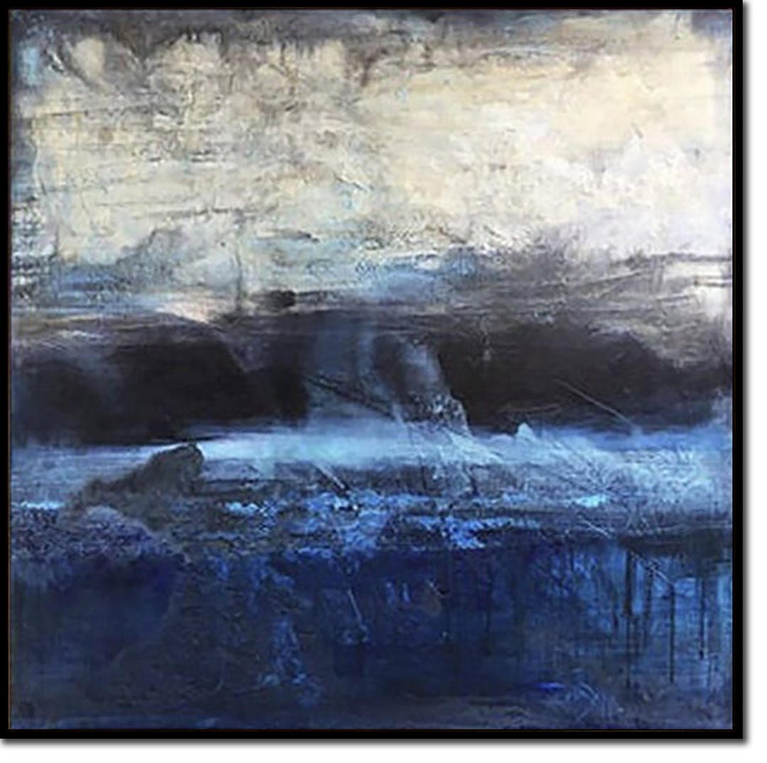 Abstract Dark Blue Ocean Painting Saltwater Art Waves Painting Ocean ...