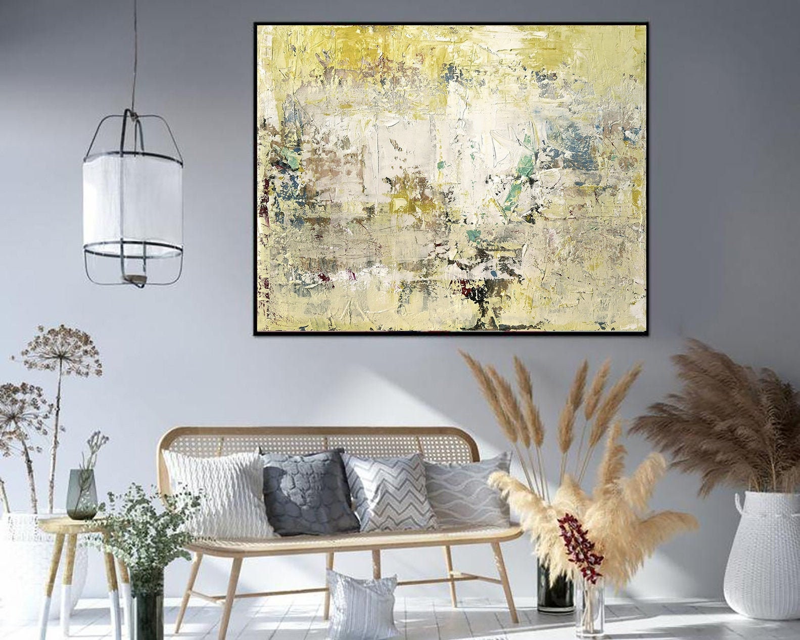 Abstract Yellow Painting on Canvas Original Painting Abstract | Etsy