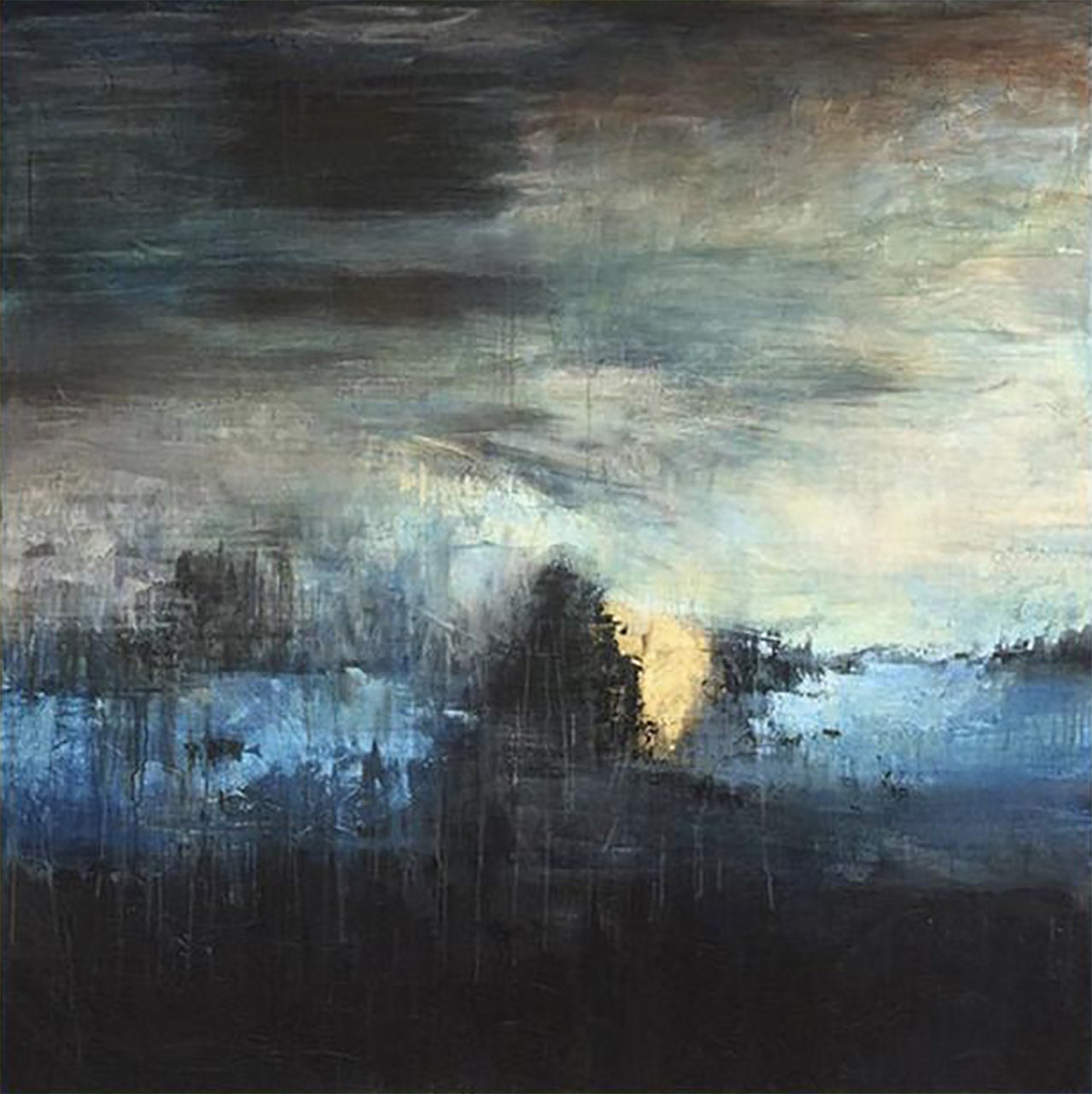 Original Oil Painting Canvas Dark Blue Wall Art Abstract Black | Etsy