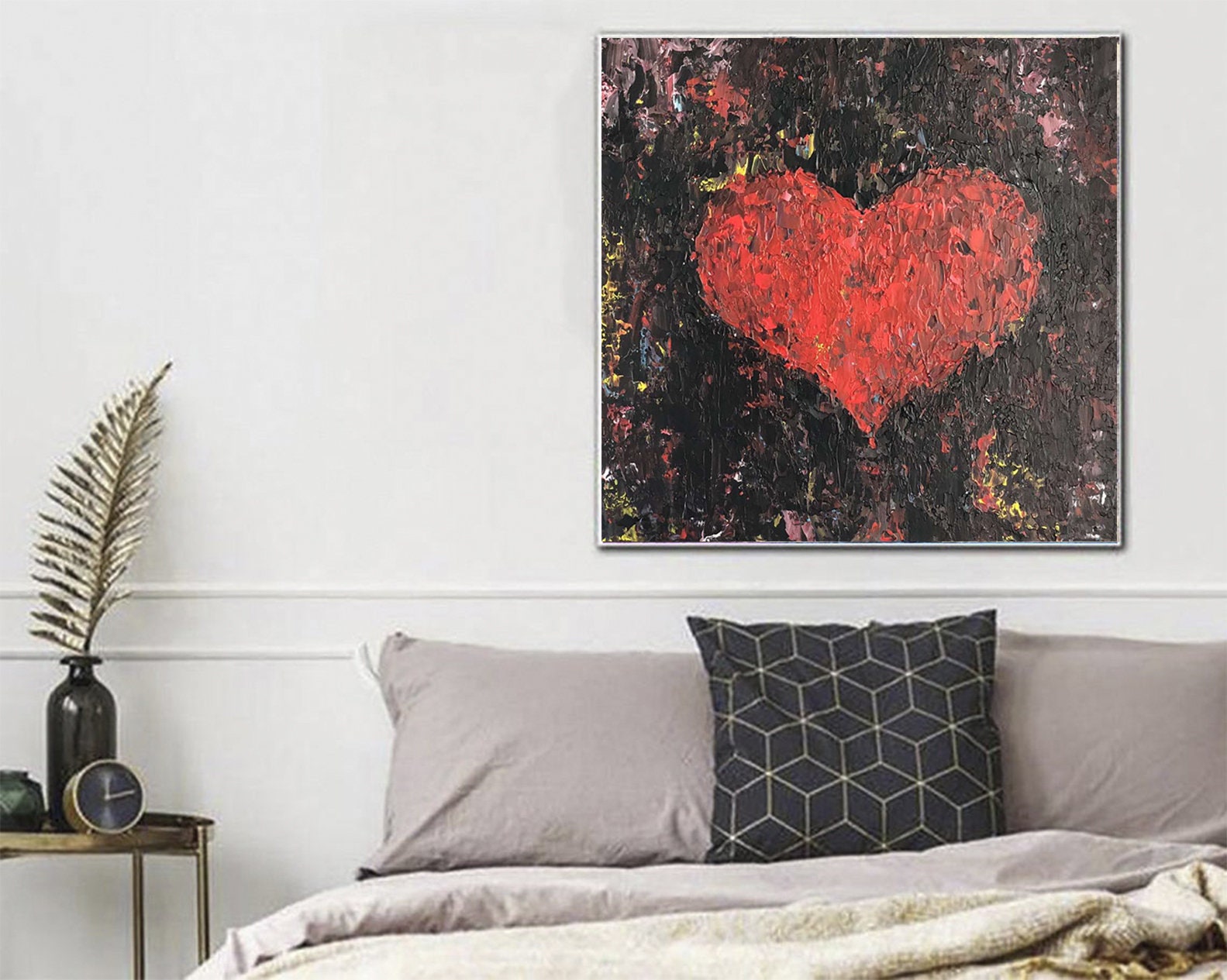 Oversized Wall Art Framed Black Painting With Frame Canvas - Etsy