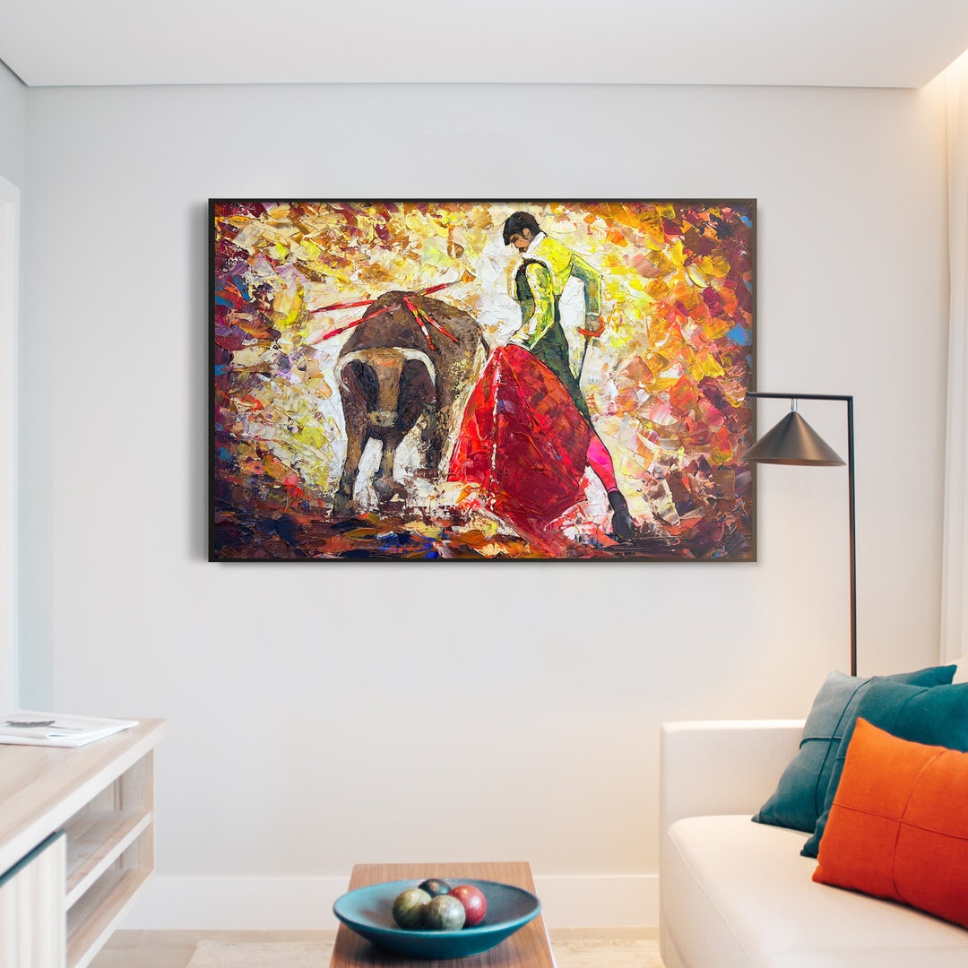Abstract Bullfight Painting Spanish Matador Acrylic Vibraint Wall Art ...