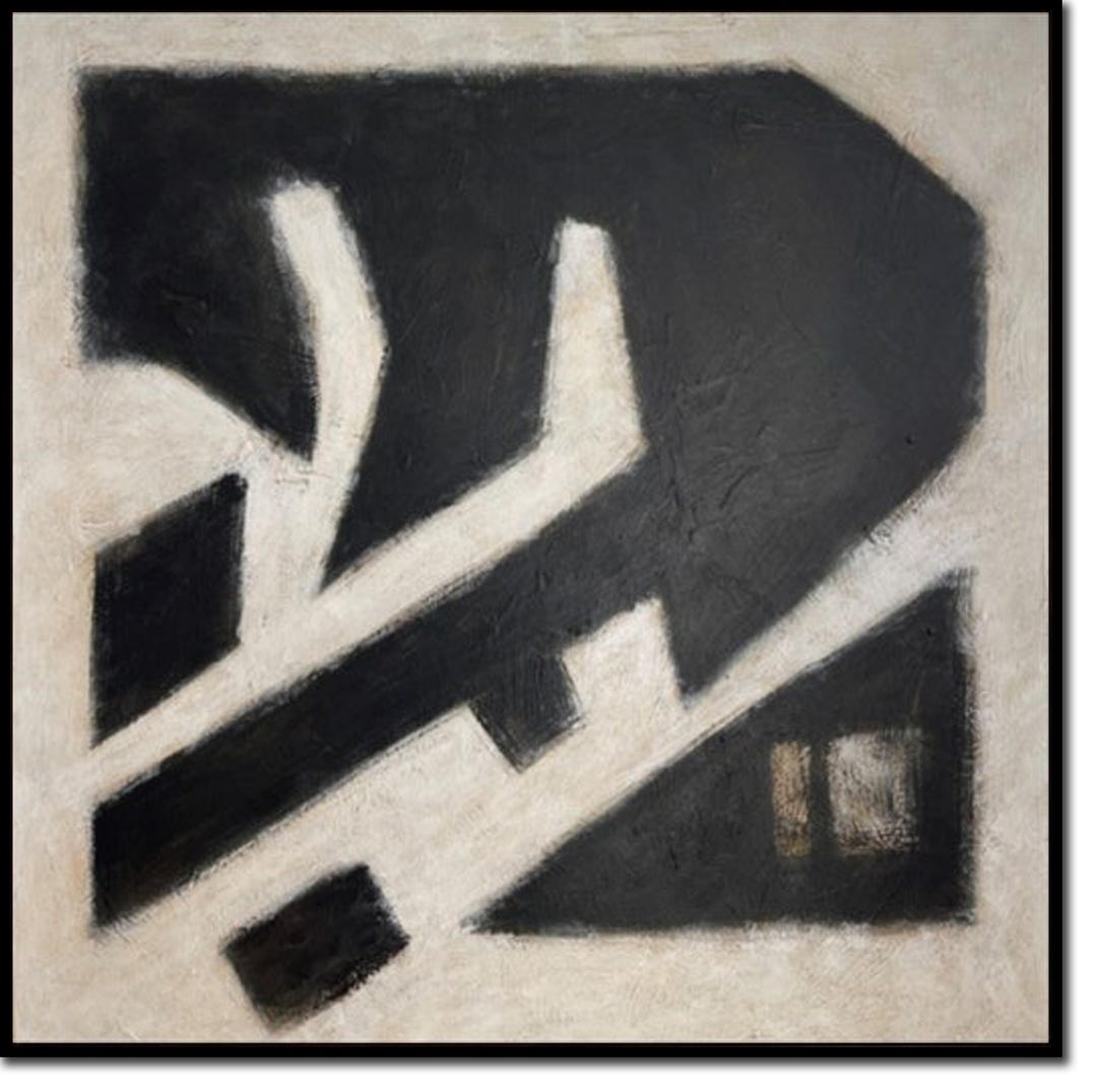 Abstract Black and White Paintings on Canvas, Monocrome Japandi Style ...