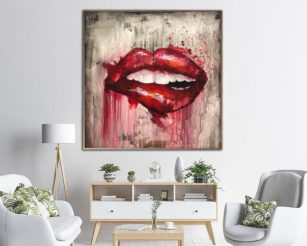 Large Abstract Red Lips Paintings on Canvas Original Textured - Etsy