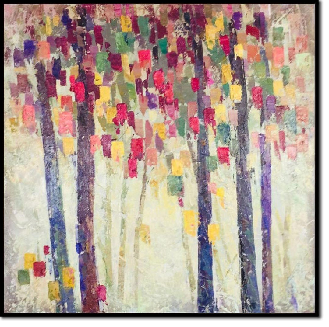 Colorful Oil Tree Paintings on Canvas Original Large Painting ...