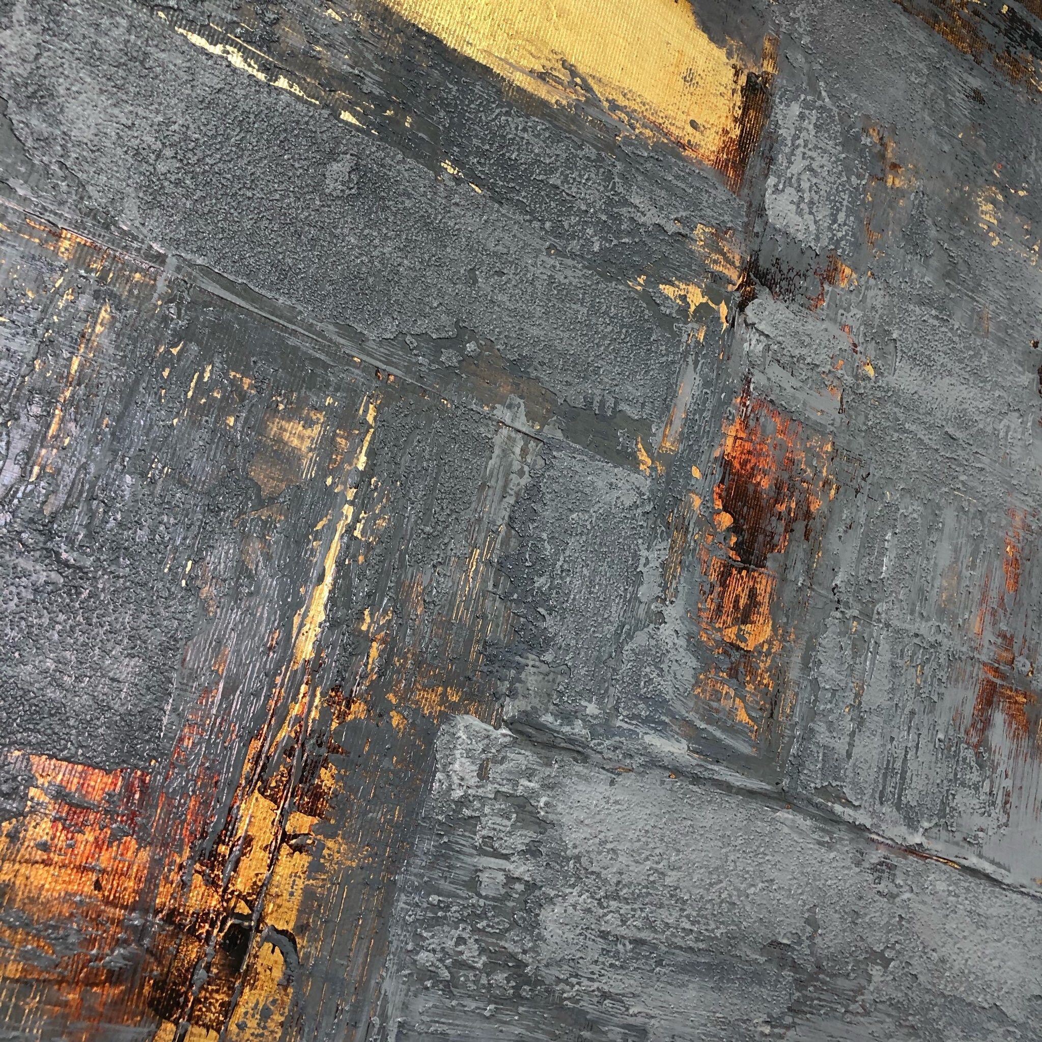 Abstract Grey Painting on Canvas Minimalist Wall Art Gold Leaf - Etsy