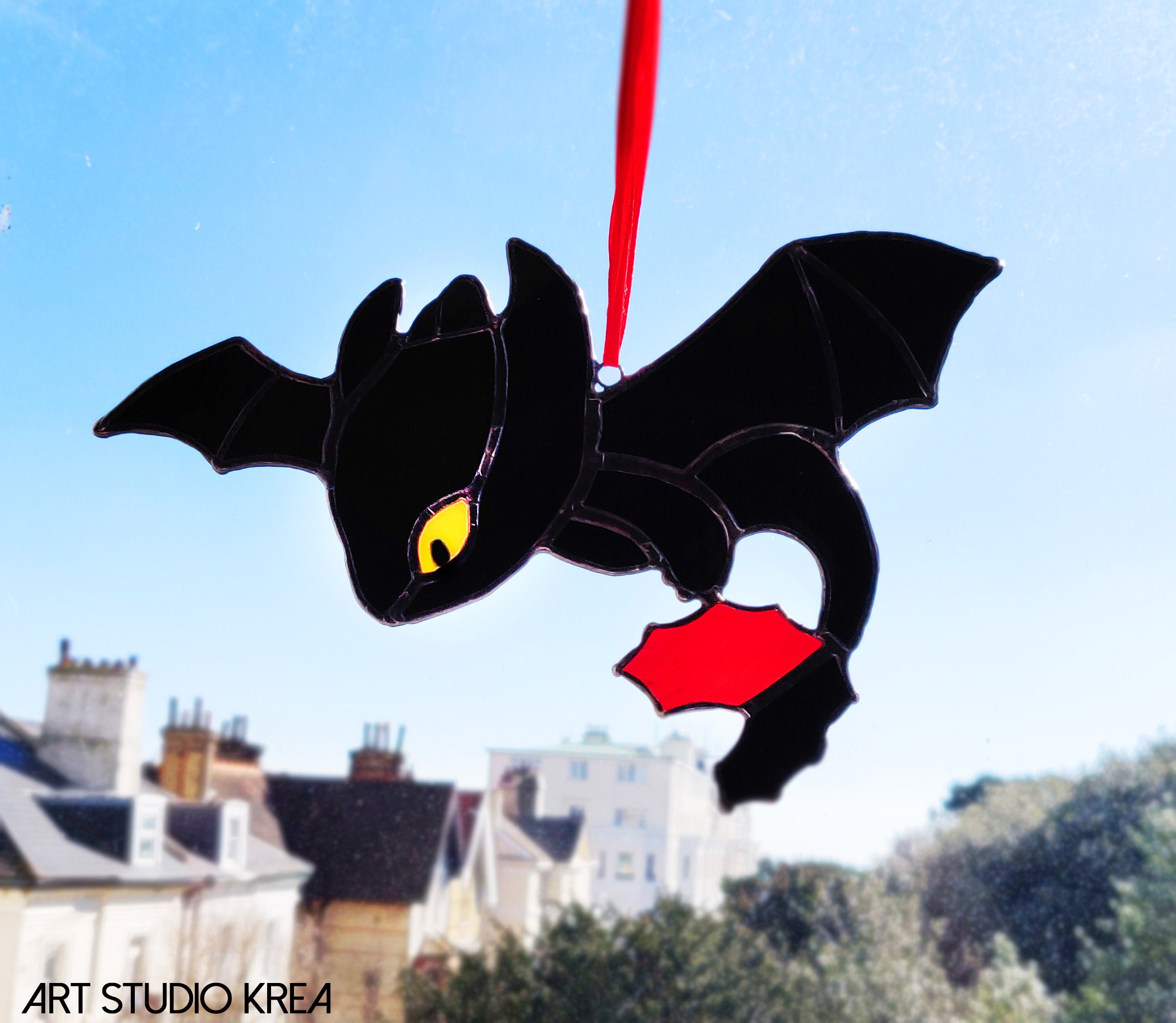 Love is in the Air Dragons HTTYD Hanging Suncatcher Stained Glass ...
