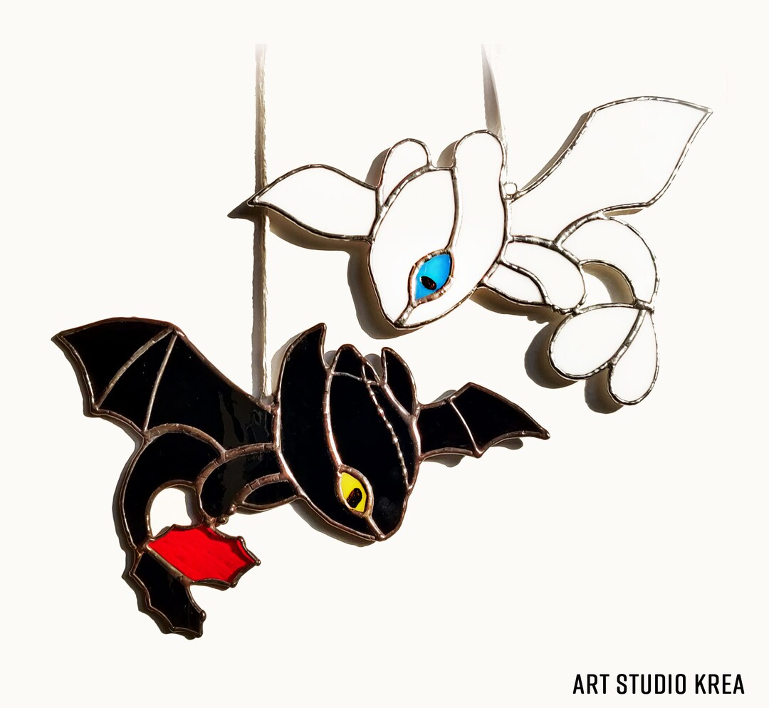 Love is in the Air Dragons HTTYD Hanging Suncatcher Stained Glass ...