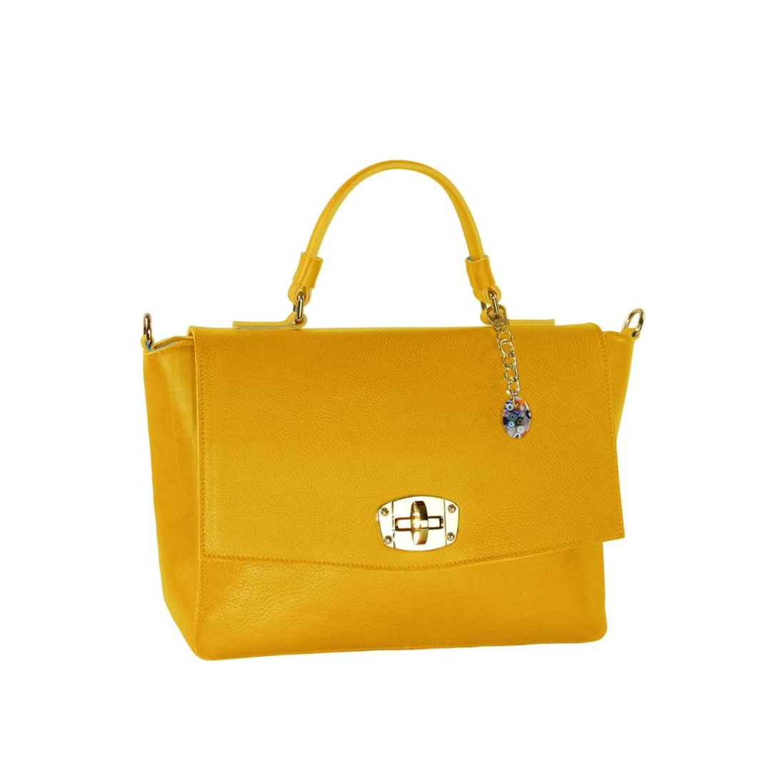 Leather Purse With Murano Murrina Glass Italian Soft Pebble-grain ...