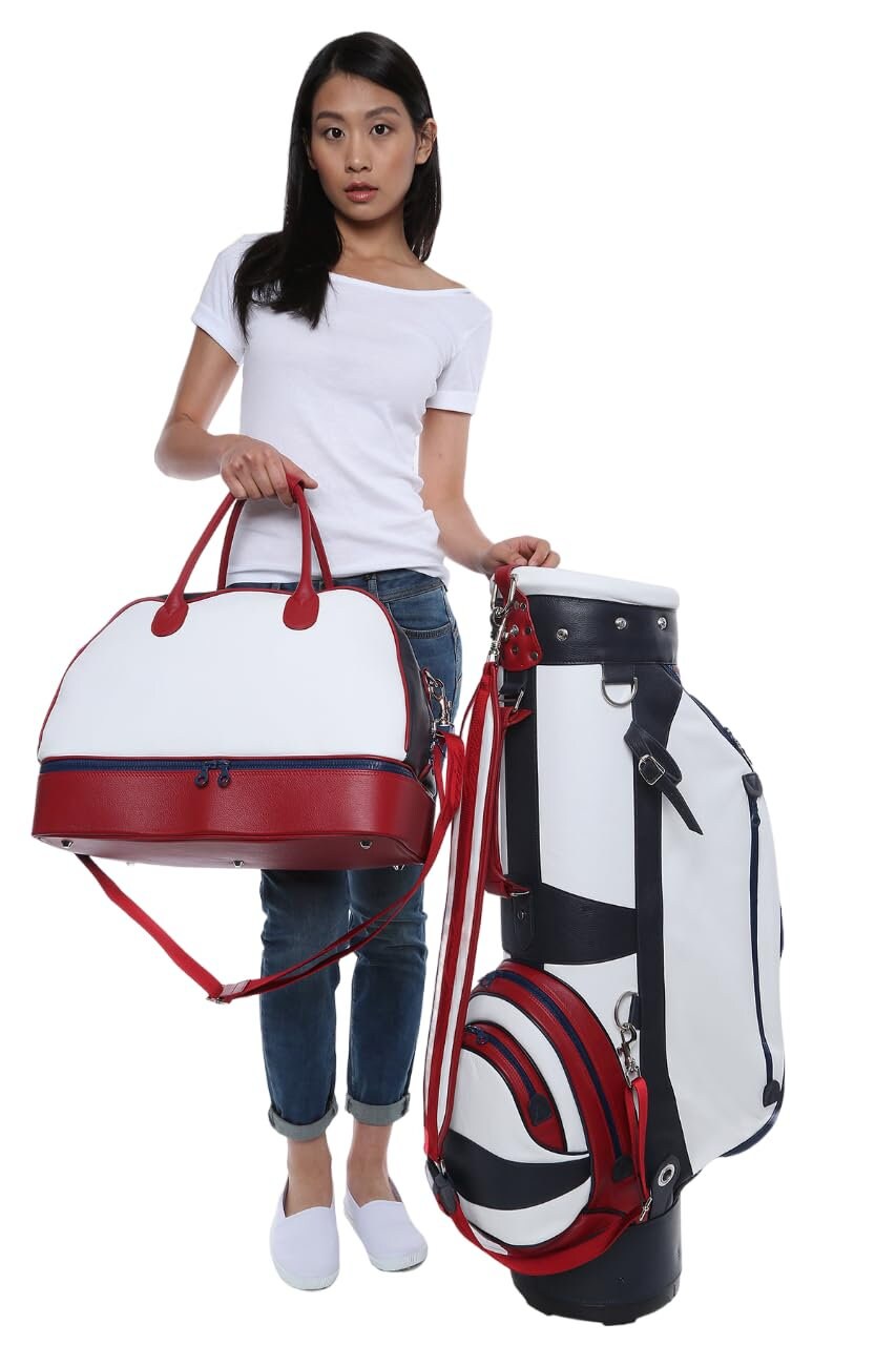 Leather Golf Set Cart Clubs Bag, Duffle Bag & Accessories Bag Italian ...