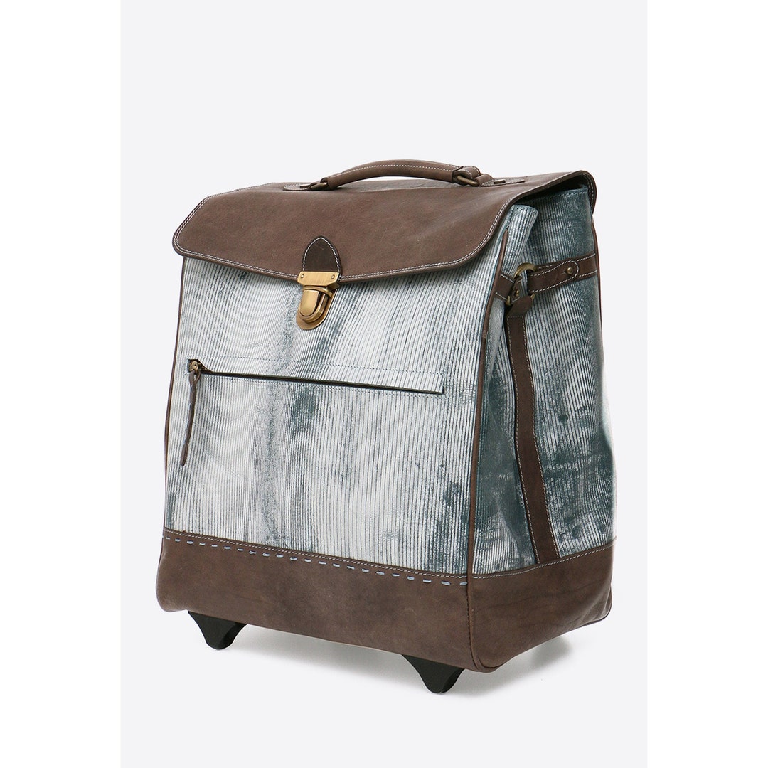 The ghost Wheelie Bag Travel Trolley Luggage Real Leather Handmade in ...