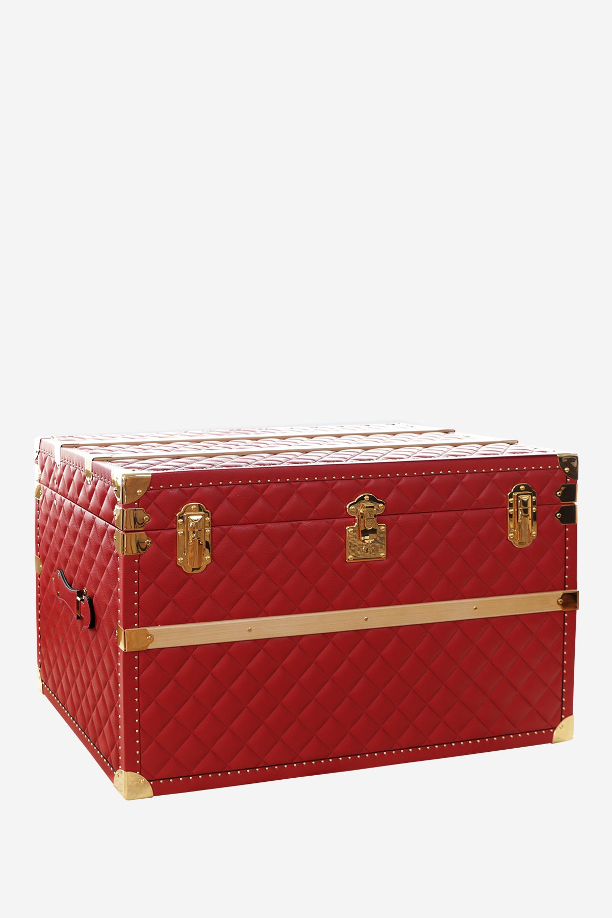 Leather Trunk Garment Bag Suitcase Travel Real Leather & Wood Handmade ...