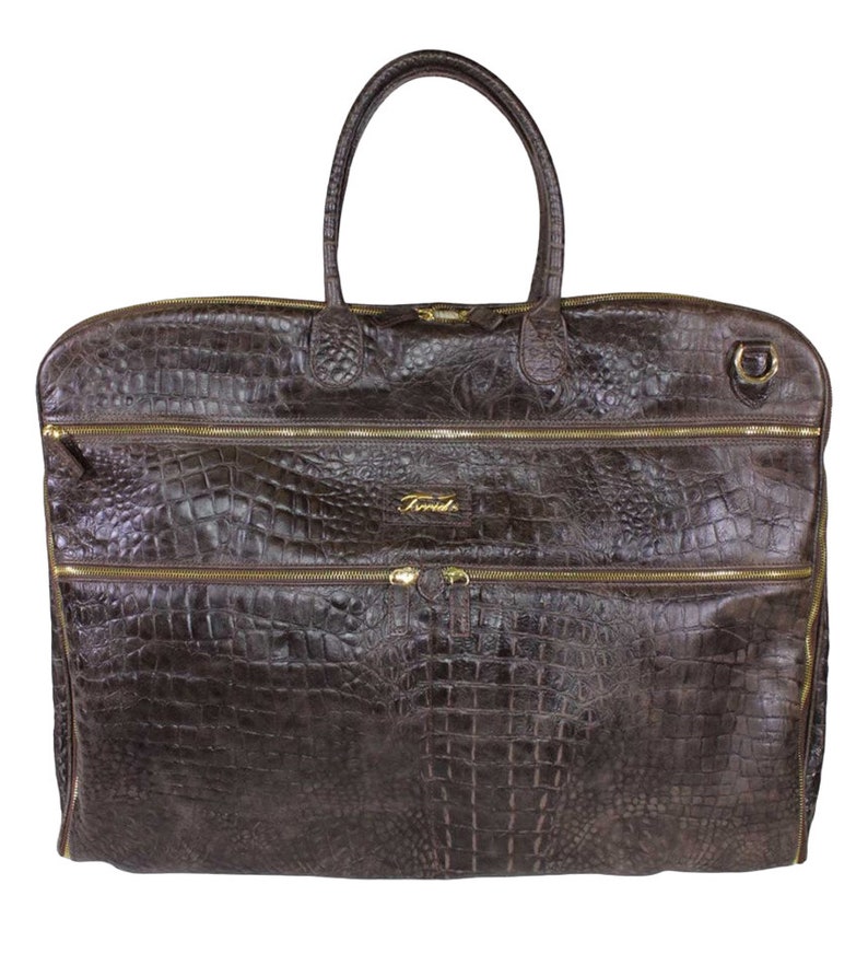 Luxury Garment Bag Real Embossed Calf Leather Crocodile Print Italian ...