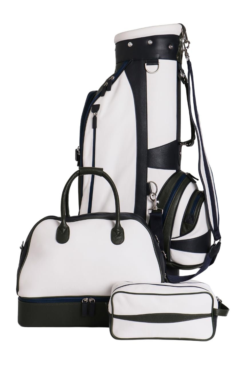 Leather Golf Set Cart Clubs Bag, Duffle Bag & Accessories Bag Italian ...
