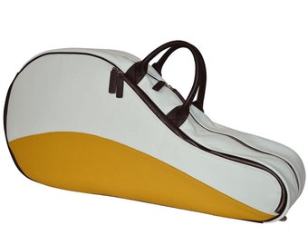 Leather Tennis Bag Racket Sports Bag 2 Rackets Soft Pebble-grain Full ...