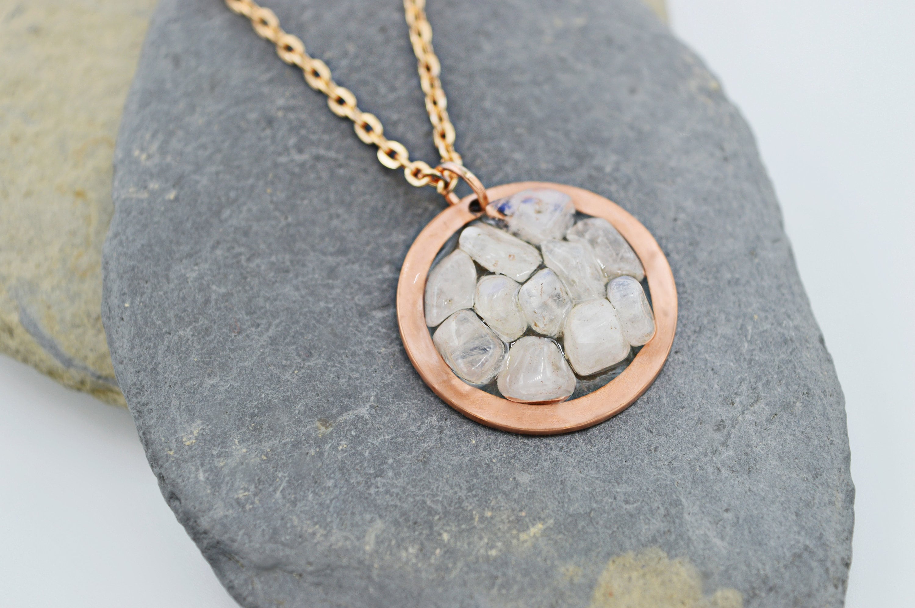 Rainbow Moonstone Copper Geode Pendant / Anxiety Holistic Healing Power ...