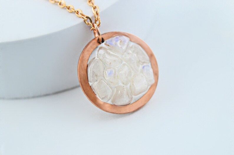 Rainbow Moonstone Copper Geode Pendant / Anxiety Holistic Healing Power ...