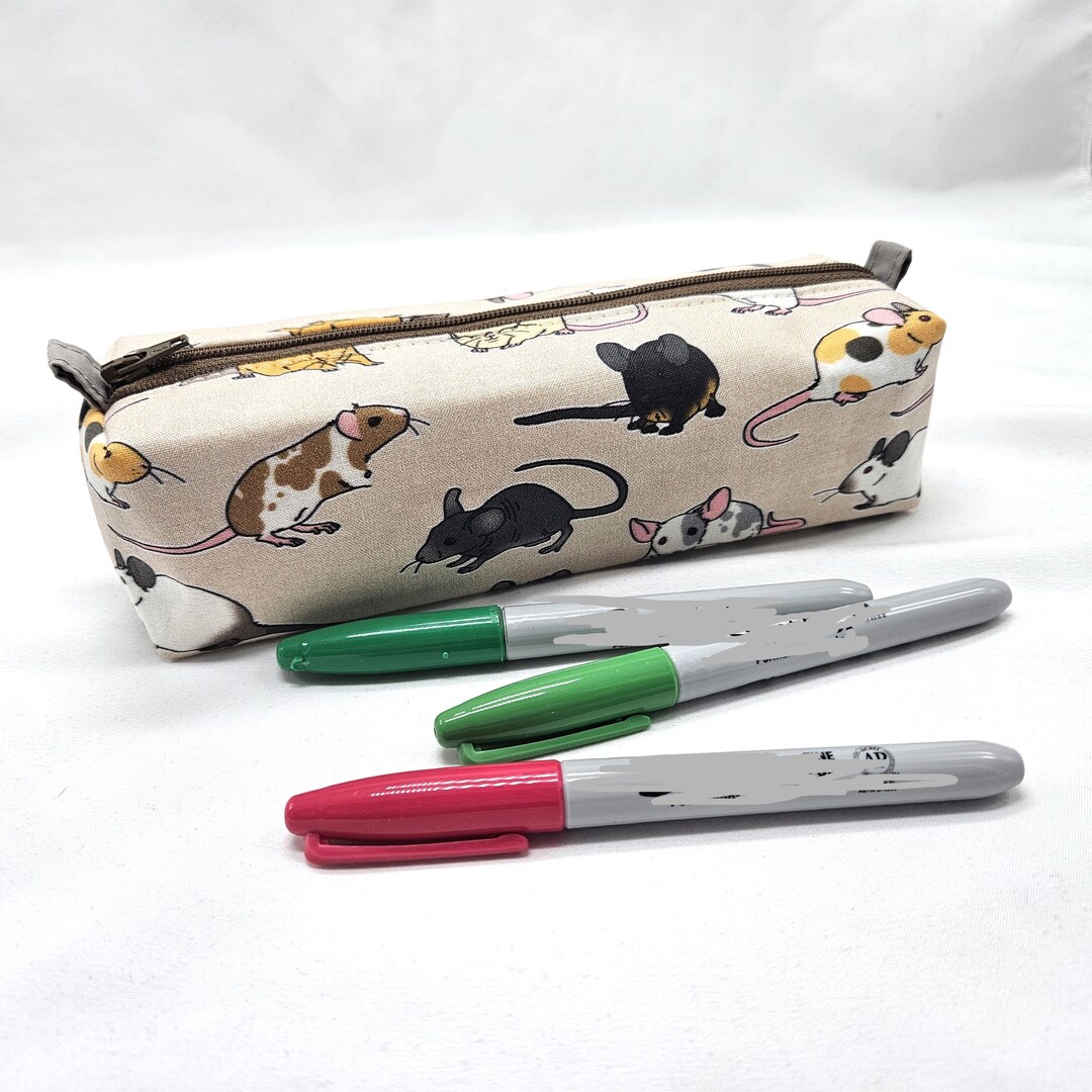 Adorable Mice Pencil Pouch, Cute Rodents, Zippered Pen Case, Cotton ...