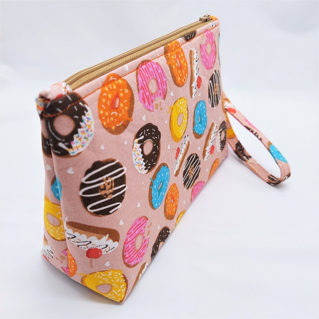 Coloful Donuts Print Flat-bottom Standing Zipper Pouch, Lightly Padded ...