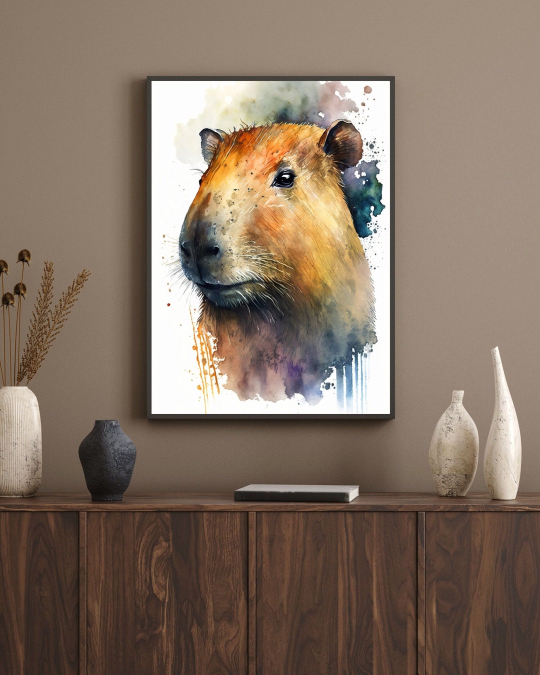 Capybara Watercolor Wall Art Print Printable Home Decor Art Capybara ...