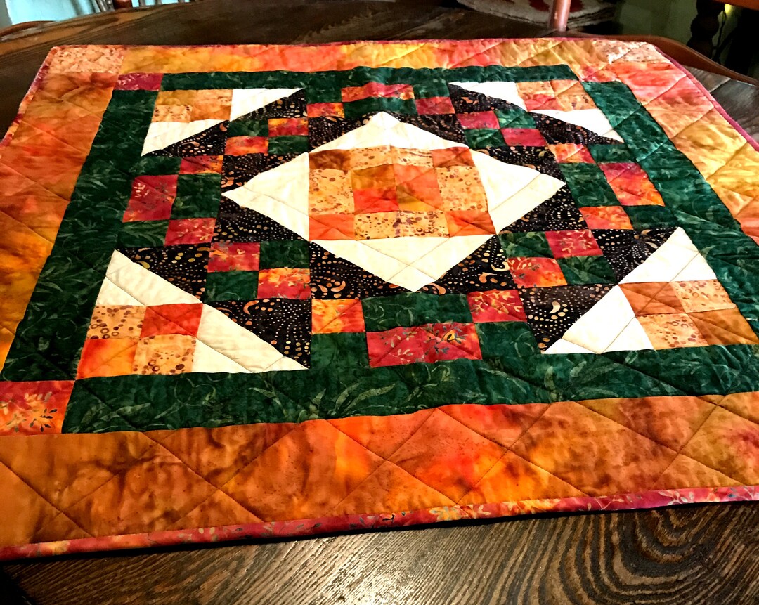 Handmade Batik Quilted Table Topper - One of a Kind - Artisan Hand ...