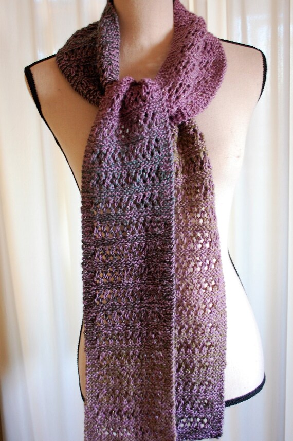 Handknit Lacy Scarf With Sparkle Lilac With Shades of Teal | Etsy