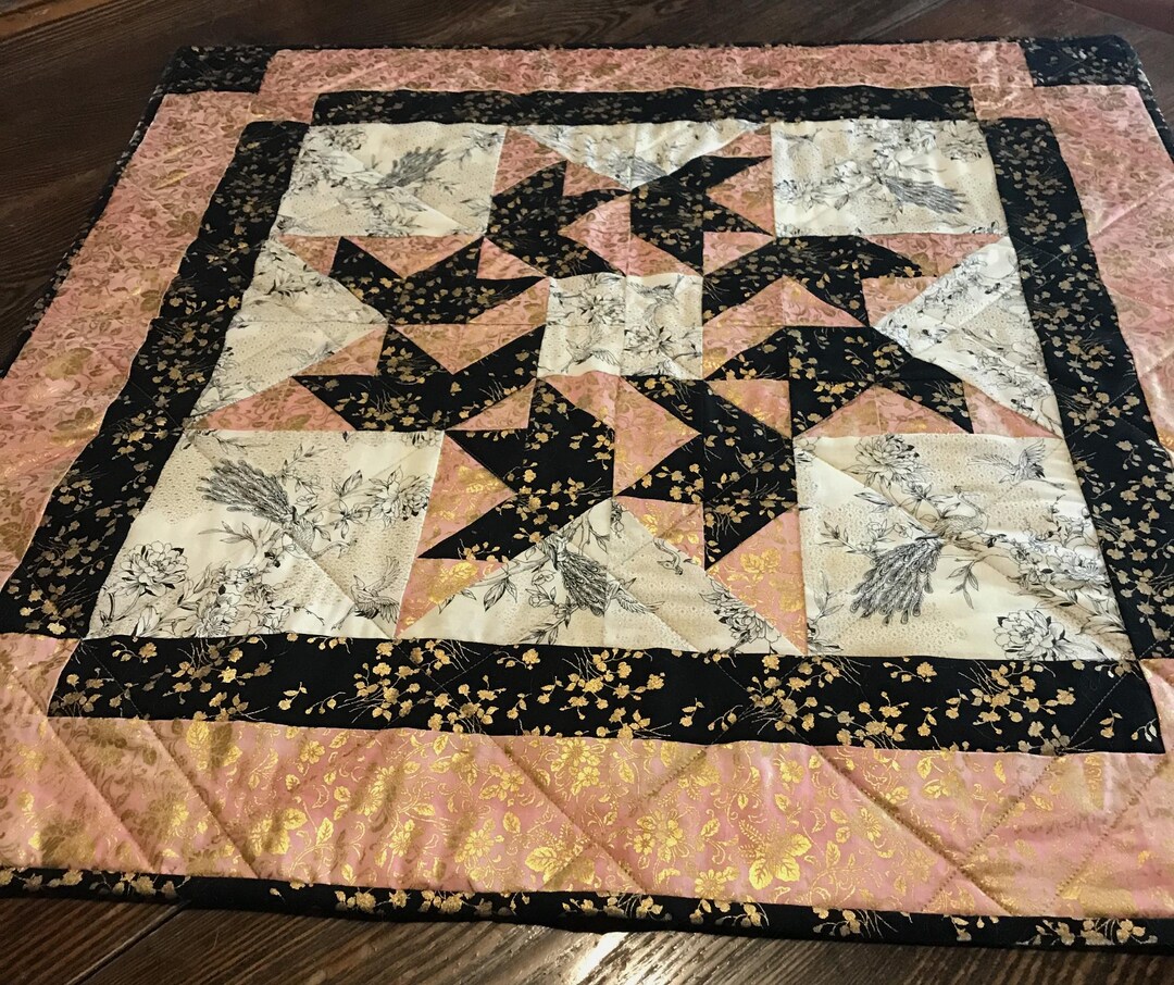 Handmade Pieced and Quilted Oriental Style Table Topper Centerpiece ...