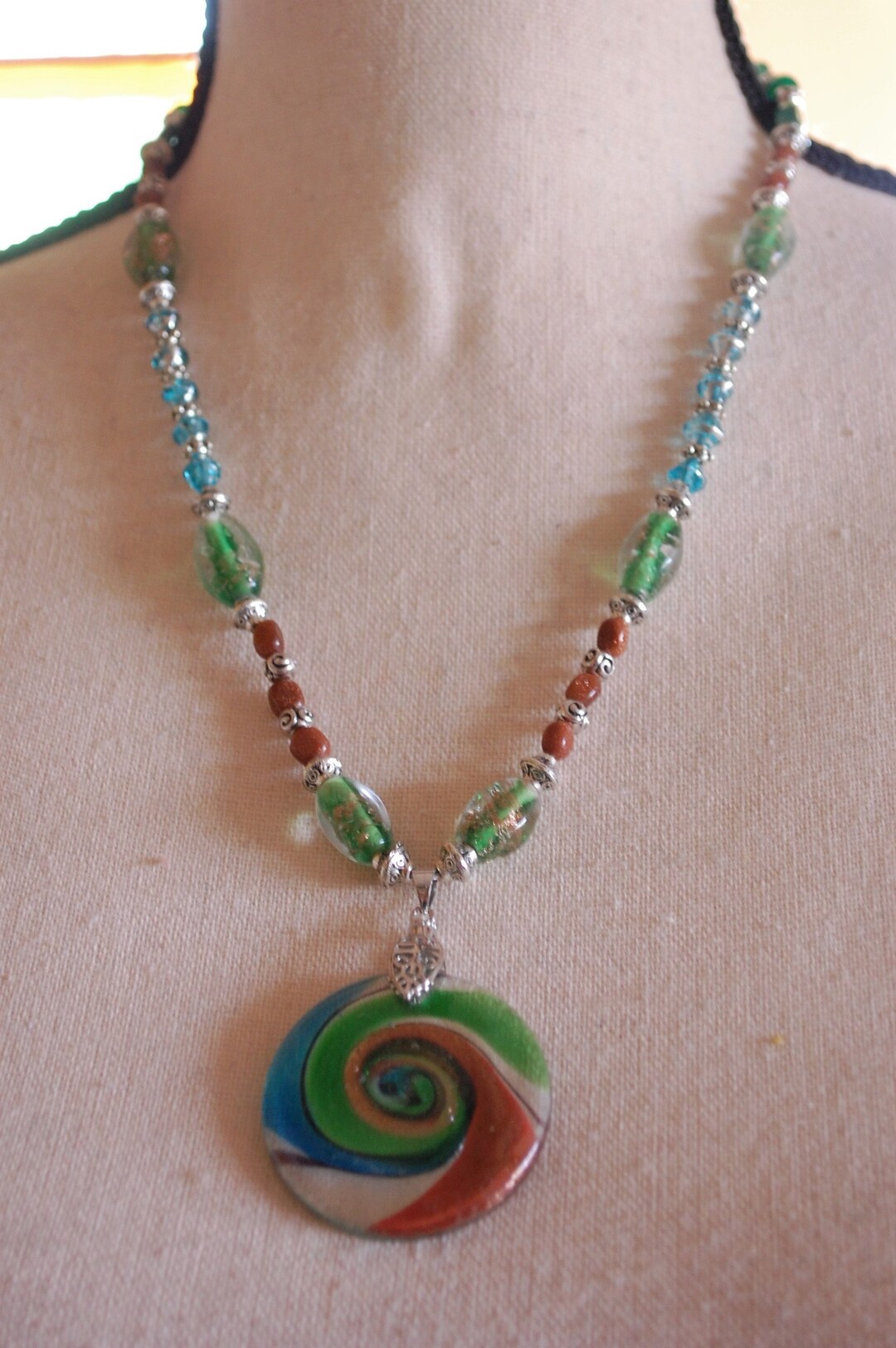 Lampworked Glass Pendant Necklace: Artisan Beaded Jewelry - Etsy