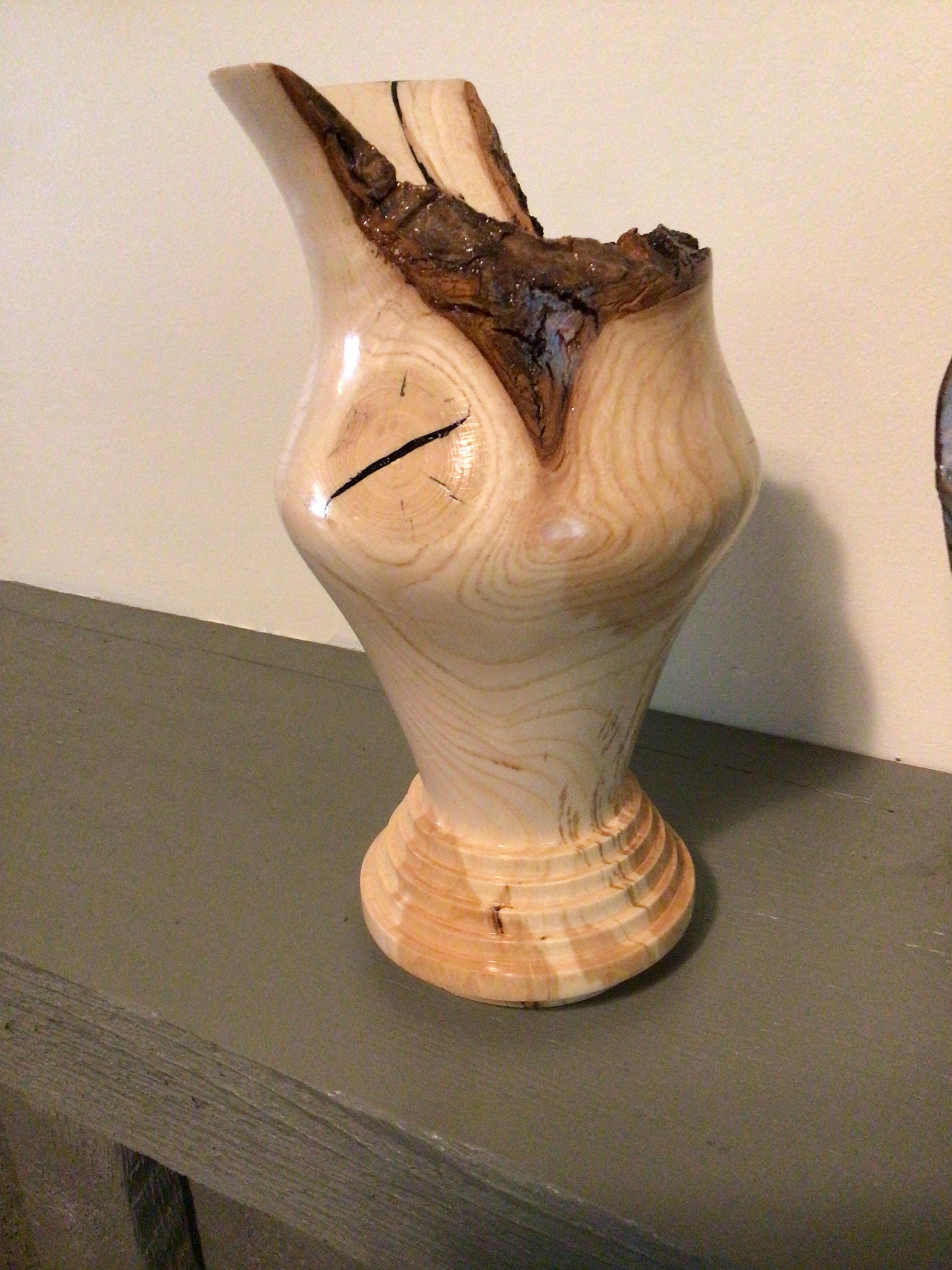Live Edge Reclaimed Solid Ash Wood Hand Turned Vase Rare Unique ...