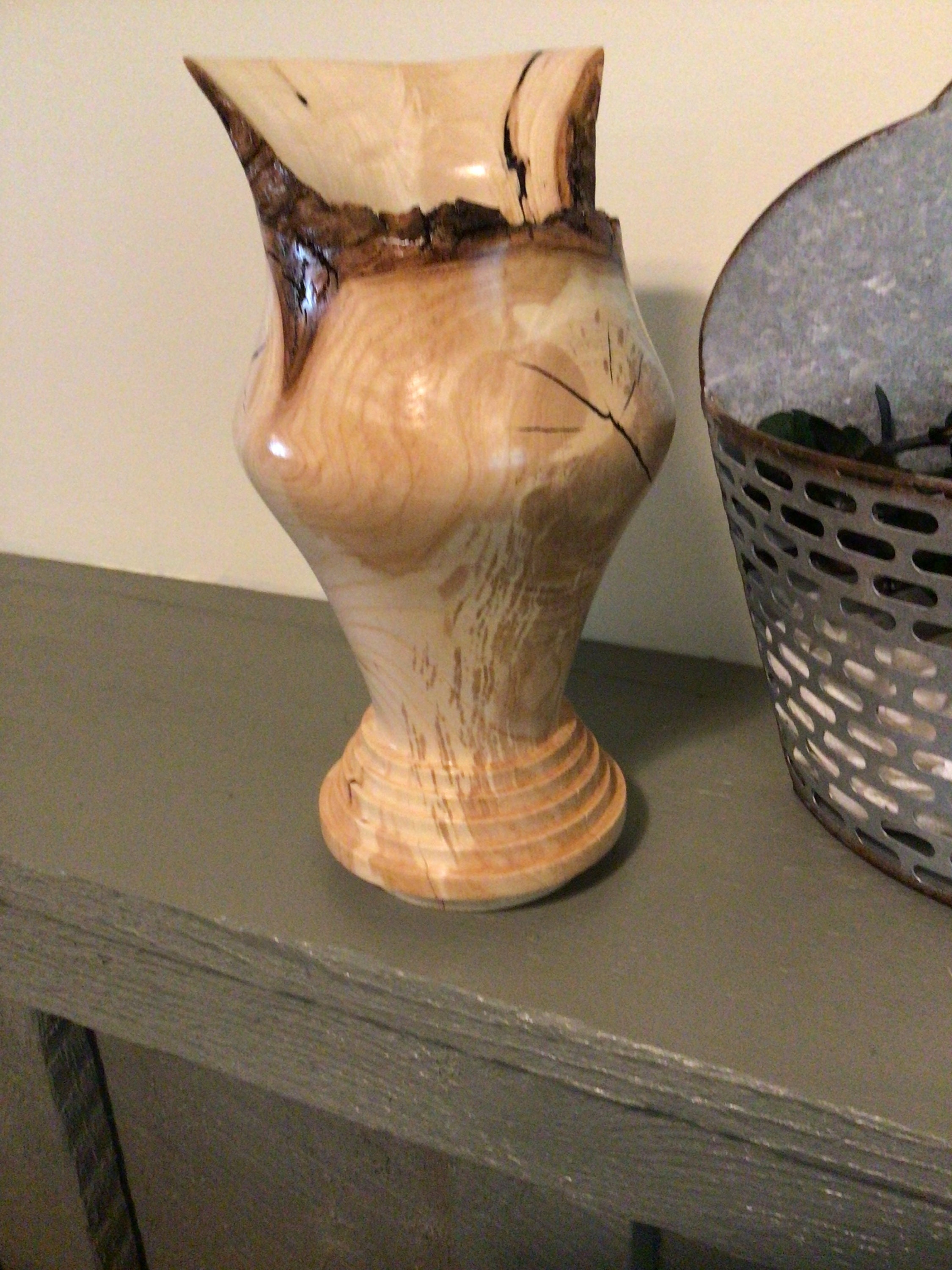 Live Edge Reclaimed Solid Ash Wood Hand Turned Vase Rare Unique ...