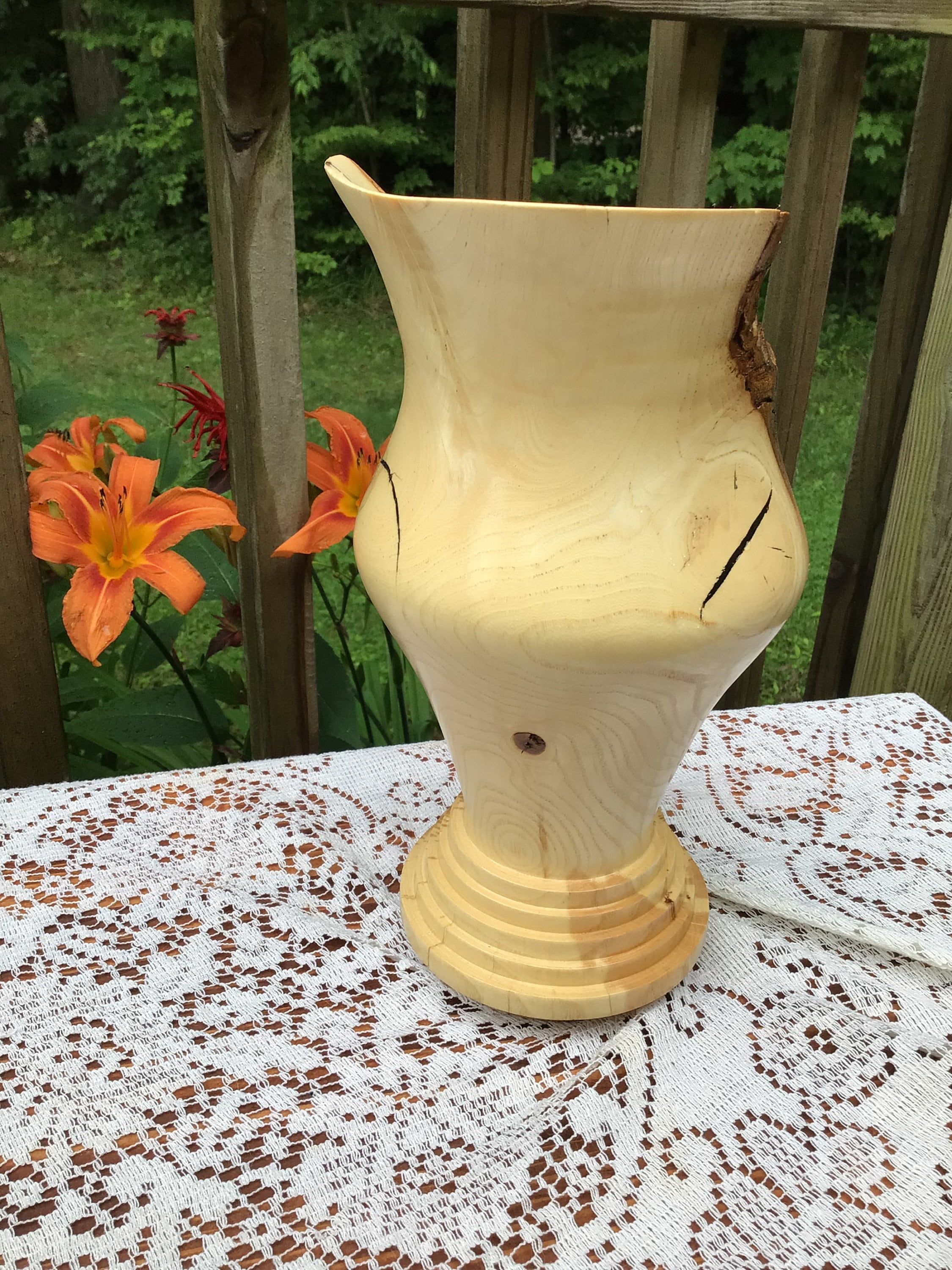 Live Edge Reclaimed Solid Ash Wood Hand Turned Vase Rare Unique ...