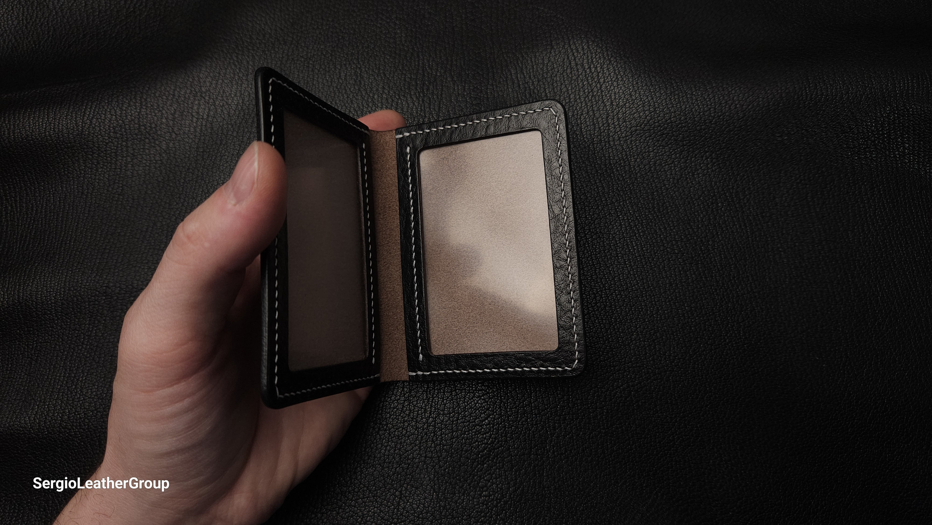 Leather ID Holder Id Card Cover ID Window Wallet Double ID Wallet ...