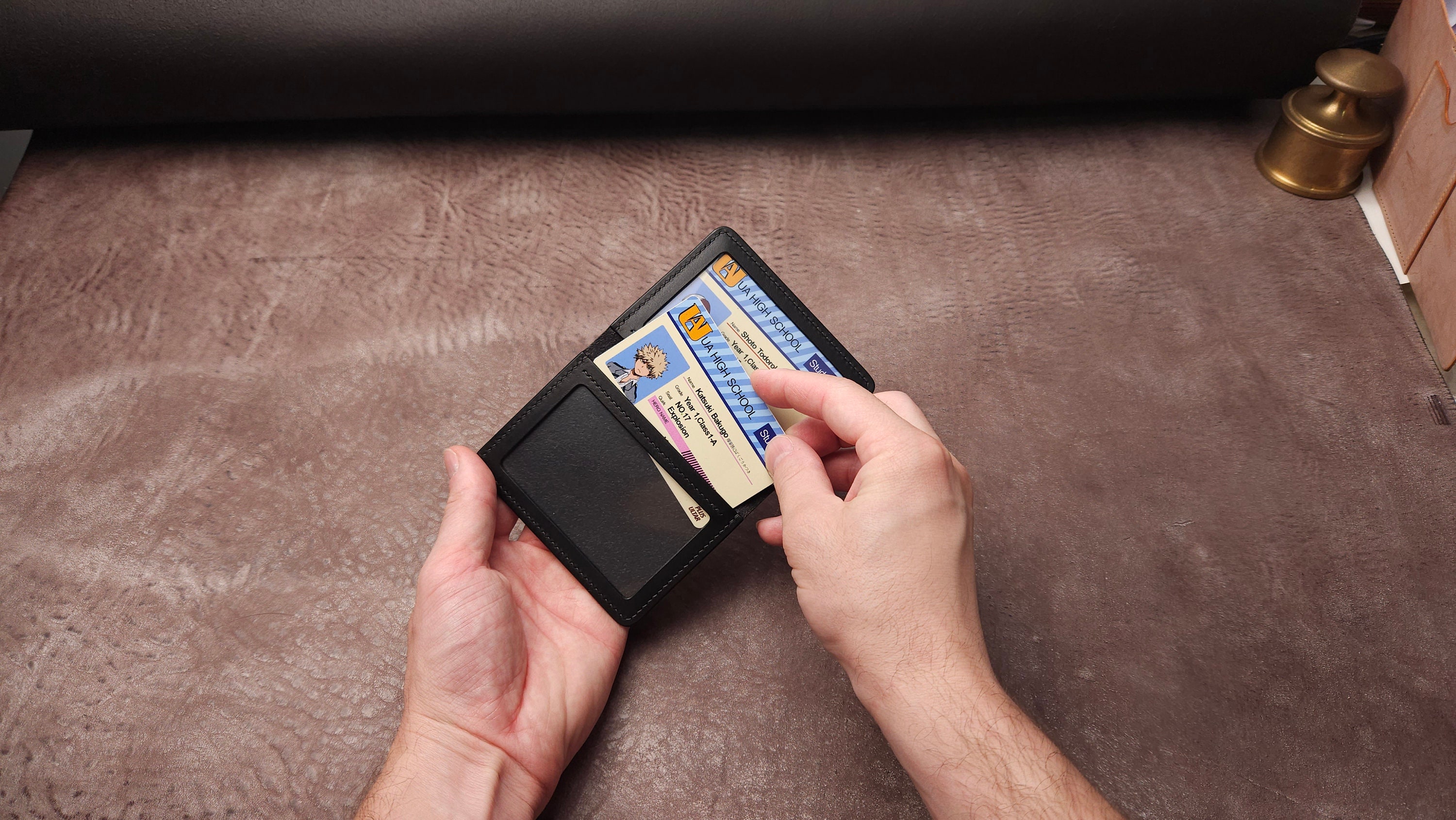 Leather ID Holder Id Card Cover ID Window Wallet Double ID Wallet ...