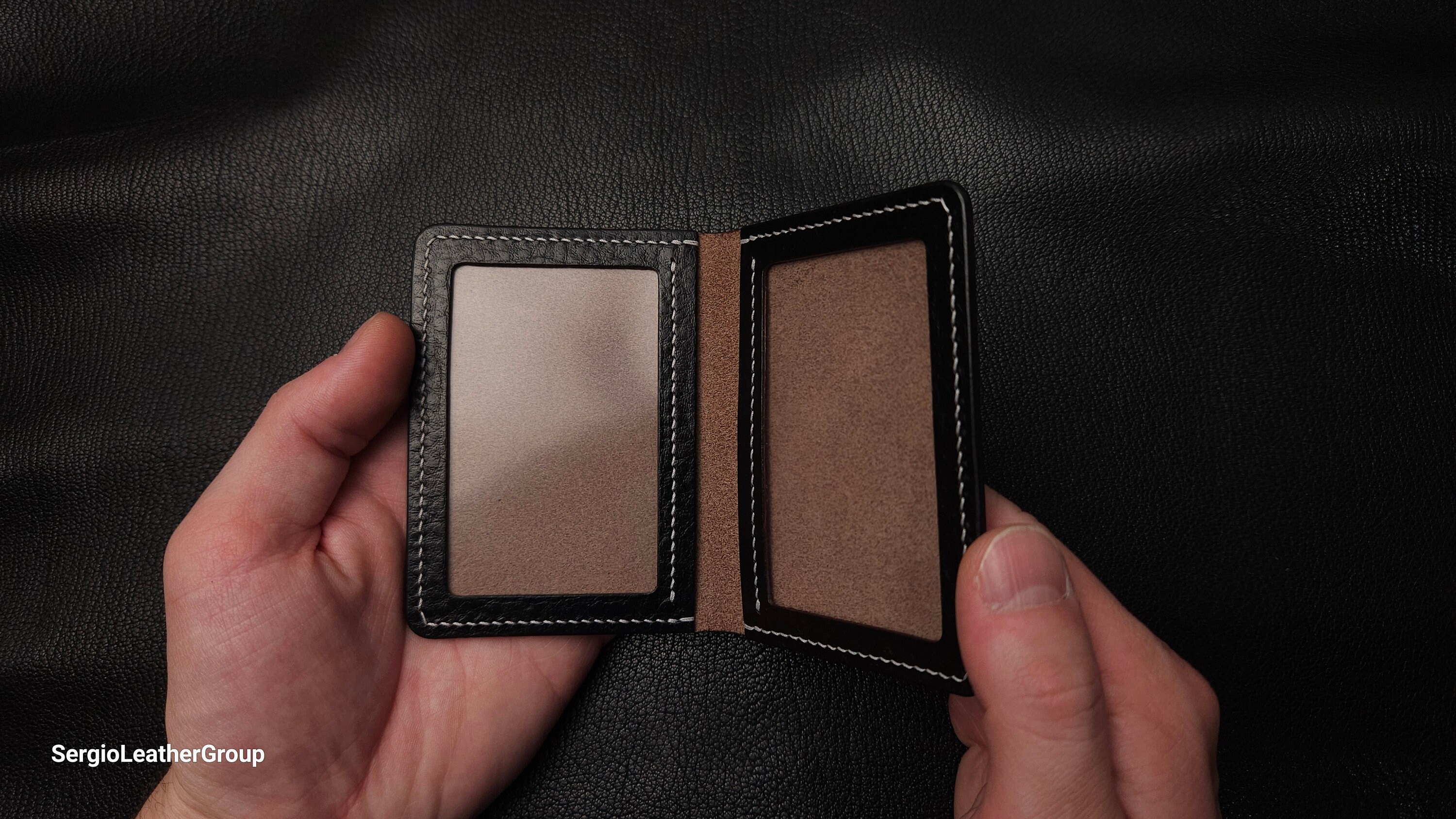 Leather ID Holder Id Card Cover ID Window Wallet Double ID Wallet ...