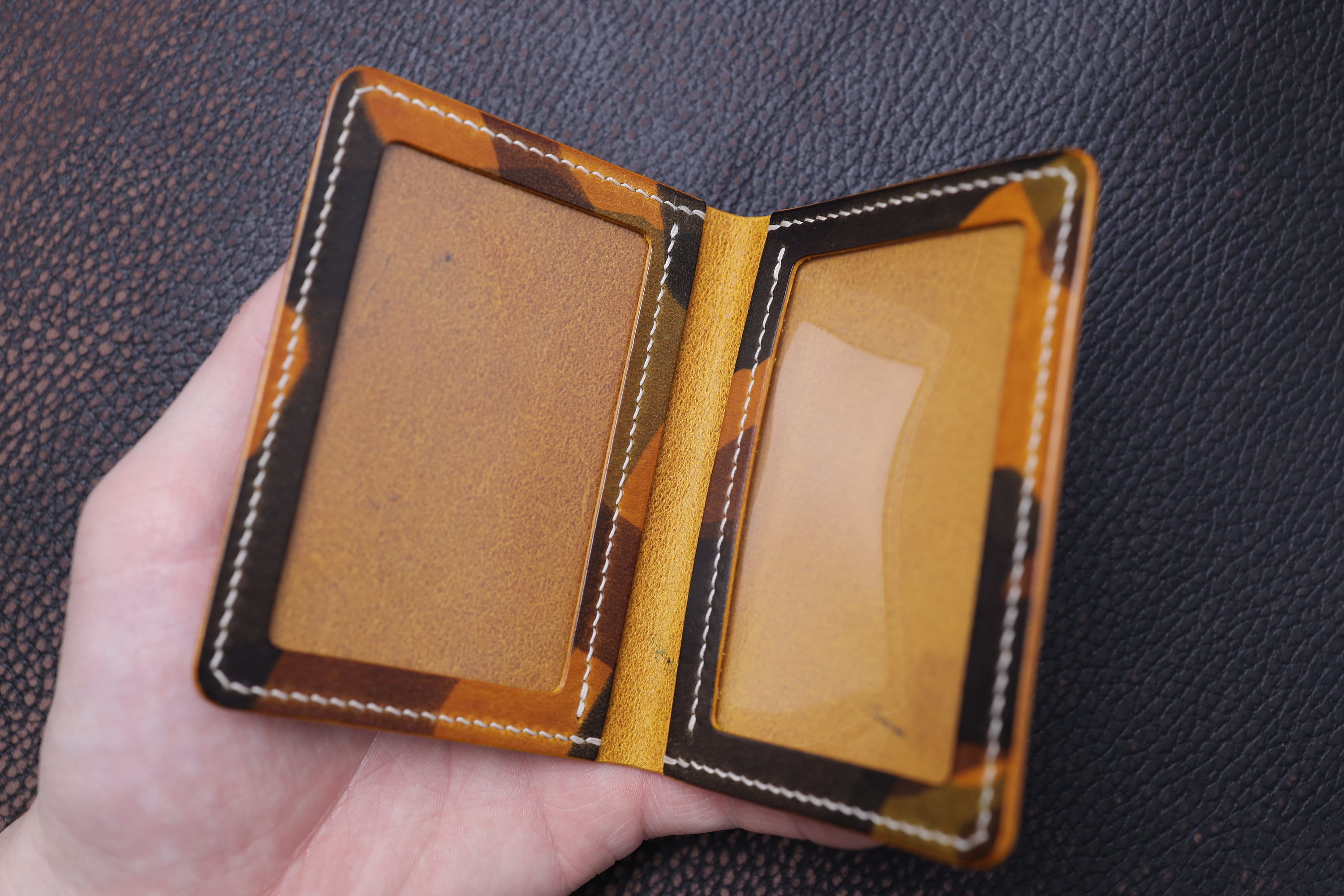 Leather ID Holder Id Card Cover ID Window Wallet Double ID Wallet ...